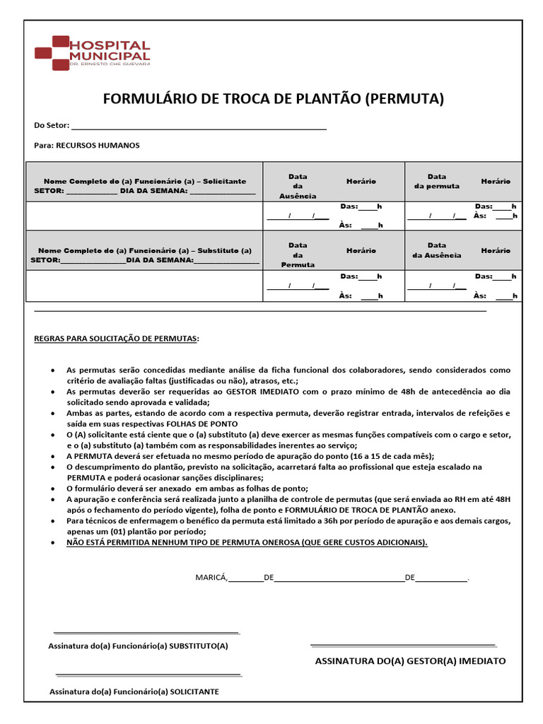 FORMULÁRIO DE TROCA - OFICIAL (1) COM SETOR_230721_221434 | PDF | Gestão de recursos humanos ...