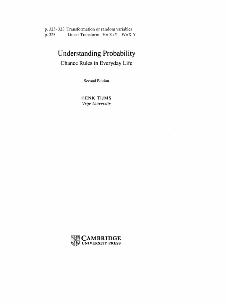 Changing Random Variables Tijms Understanding Probability | PDF | Variance | Expected Value