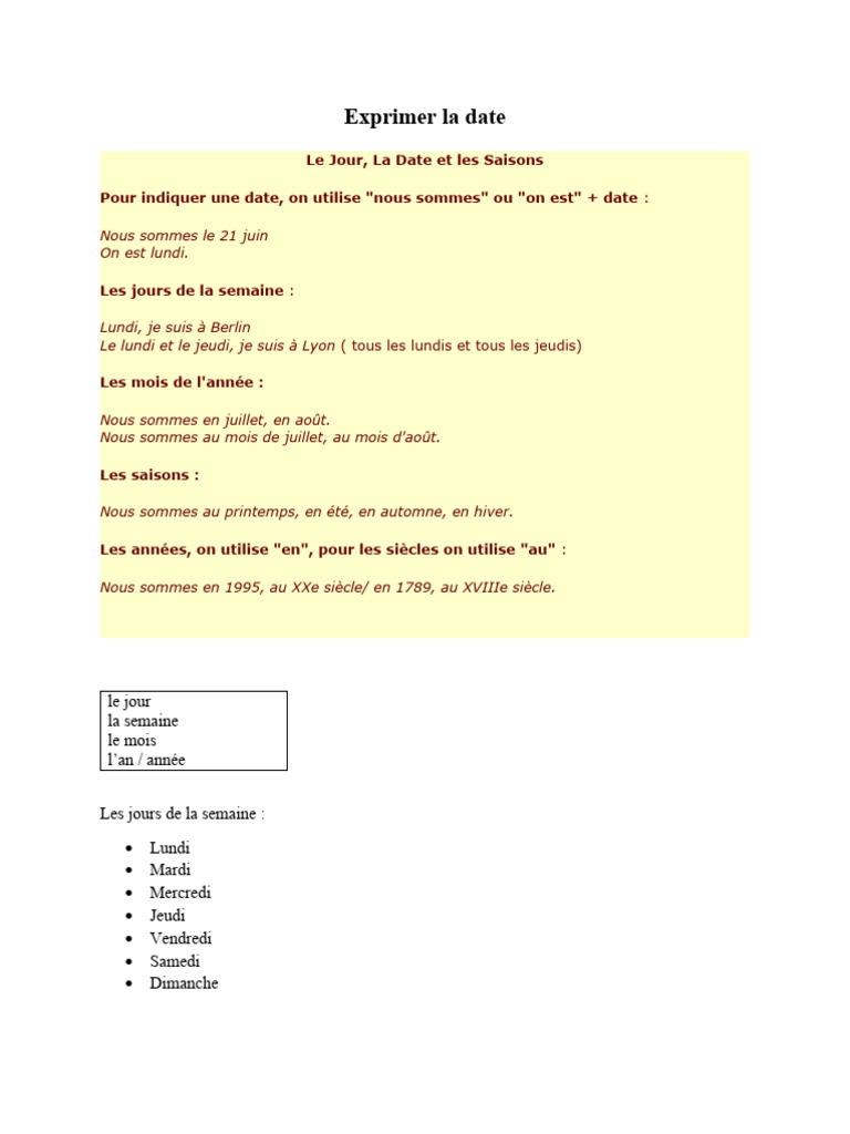 Comment écrire la date en français | PDF | Verbe | Langues