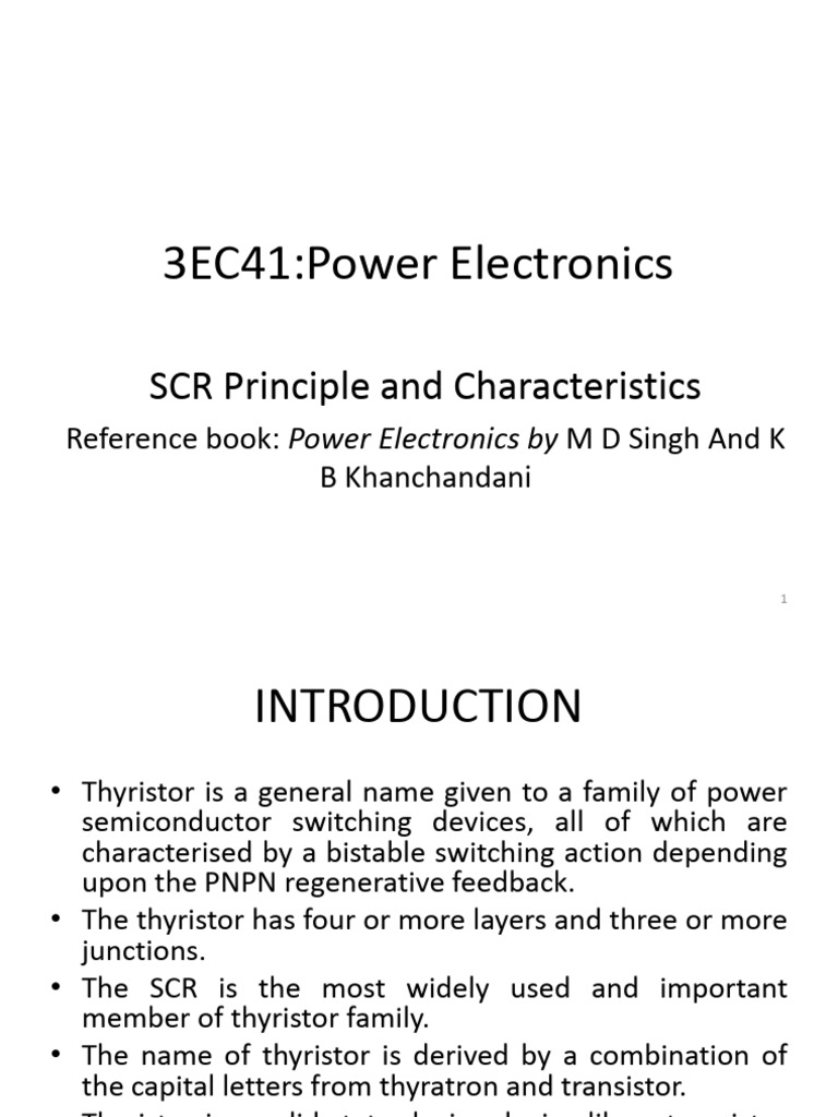 SCR Principle and Characteristics | PDF