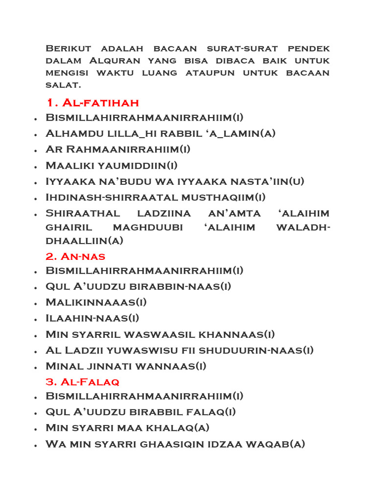 Al-Fatihah: 2. An-Nas | PDF