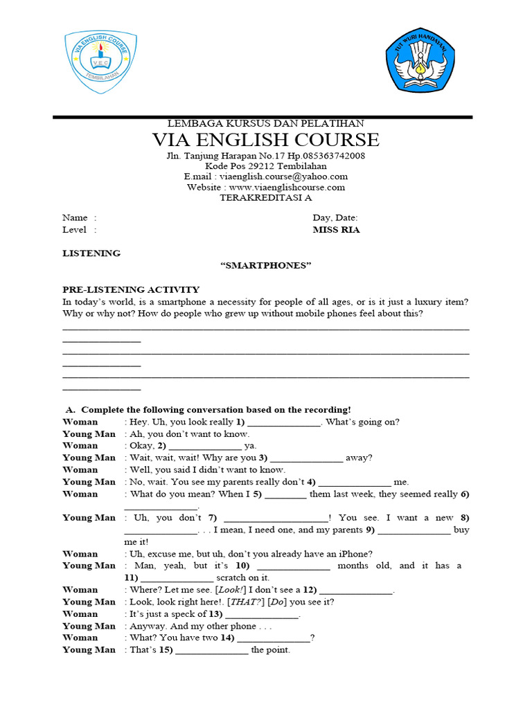 Listening Worksheet: Smartphones | PDF | Career & Growth | Social Science