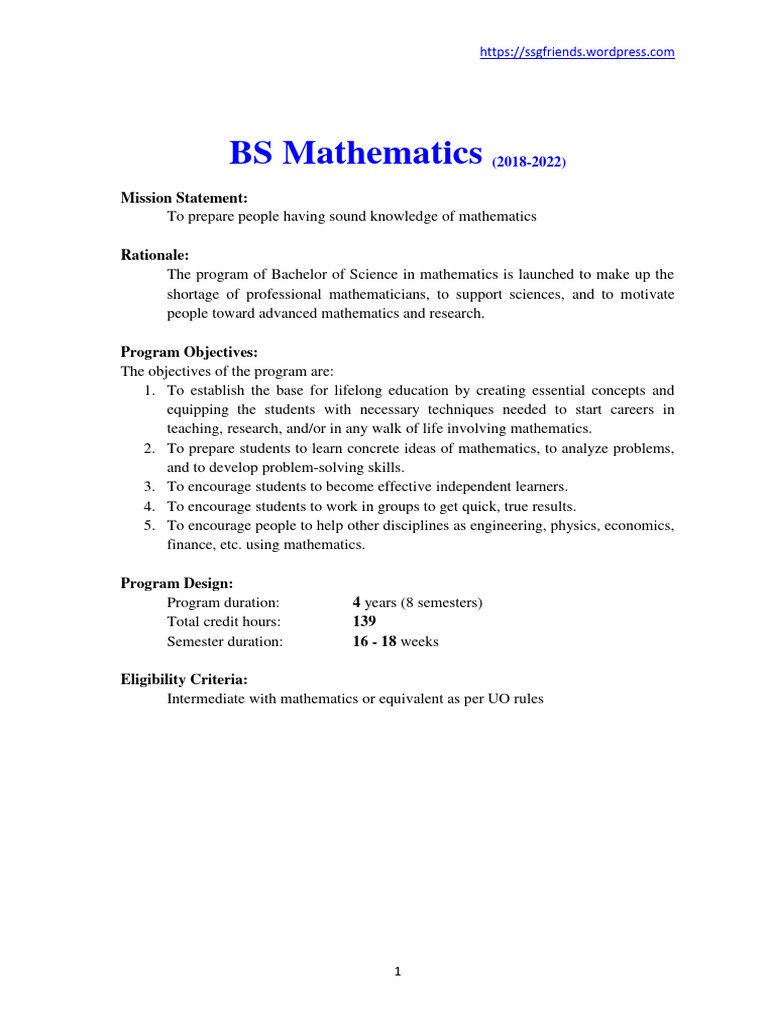 7 Full Outlines Bs Mathematics 2018-1-1 | PDF