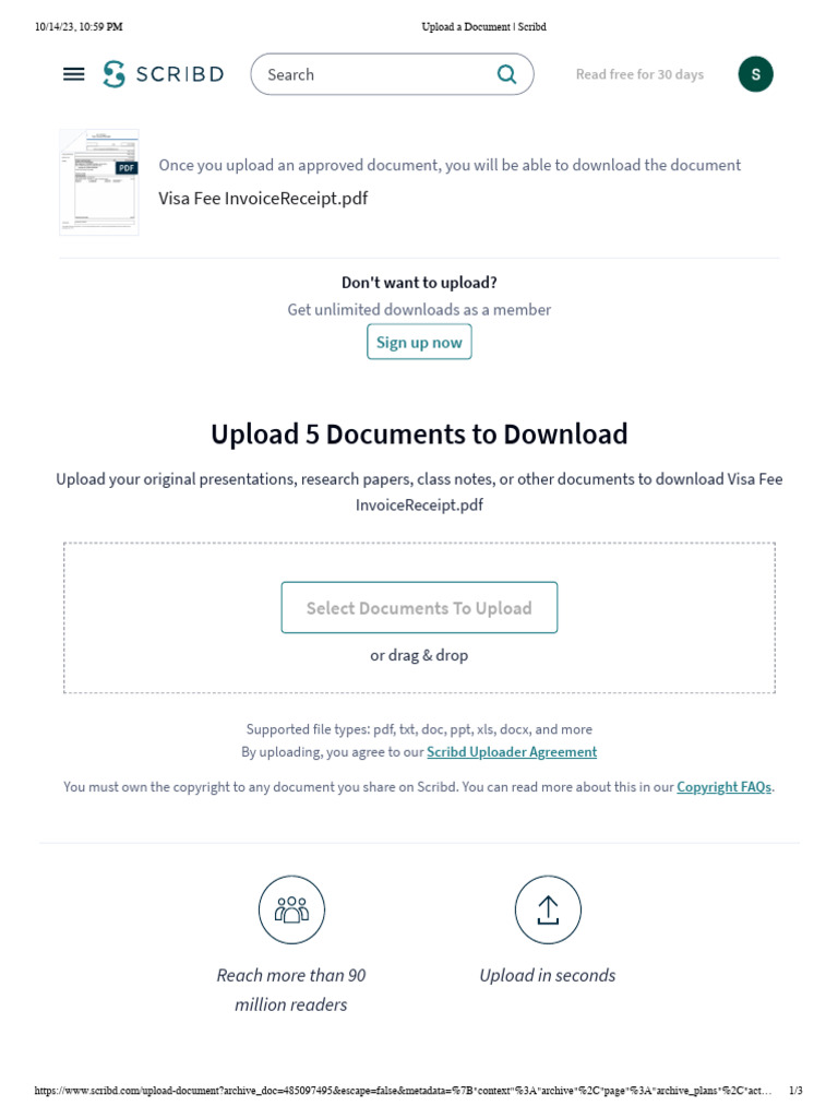 Upload A Document | PDF | Scribd | World Wide Web