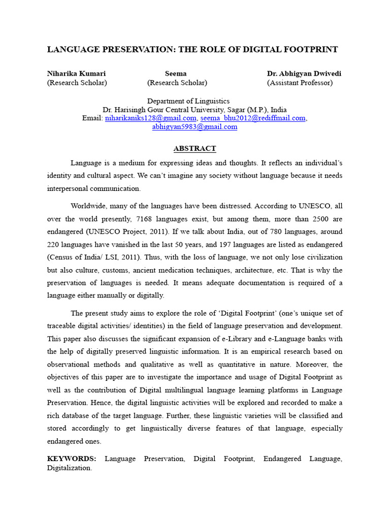 Language Preservation Abstract | PDF