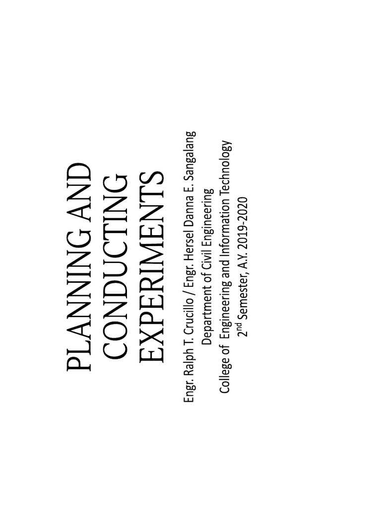 Planning and Conducting Experiments | PDF