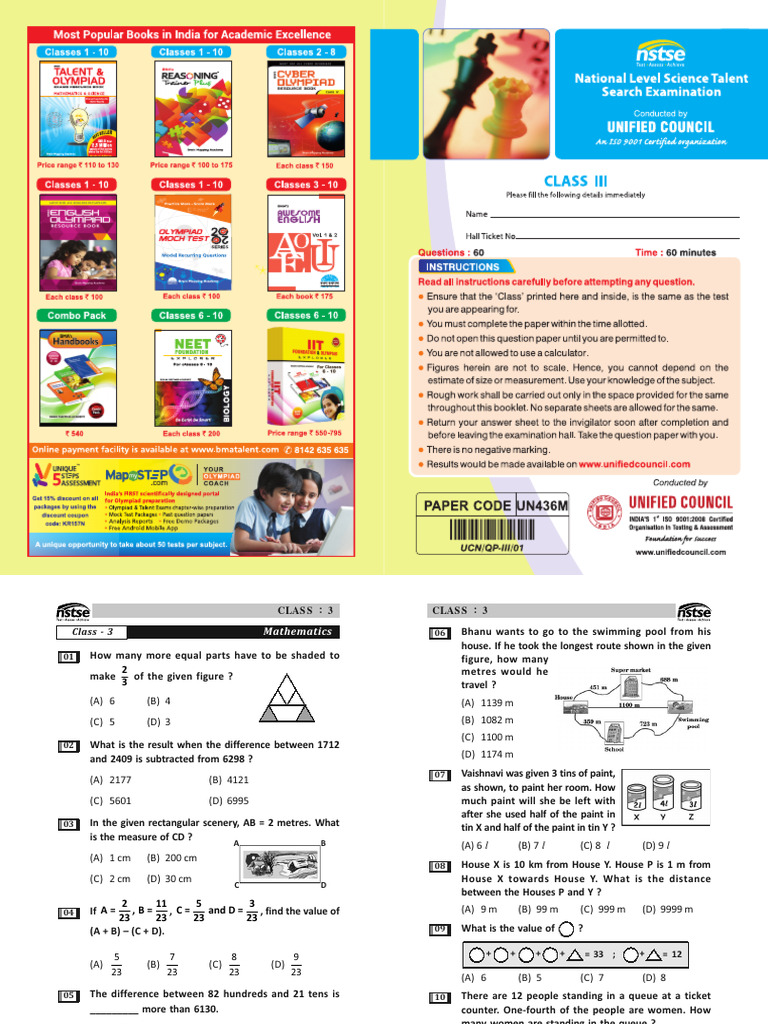 Class - 3 - NSTSE - MQP - 436 (M) & 439 (M) | PDF