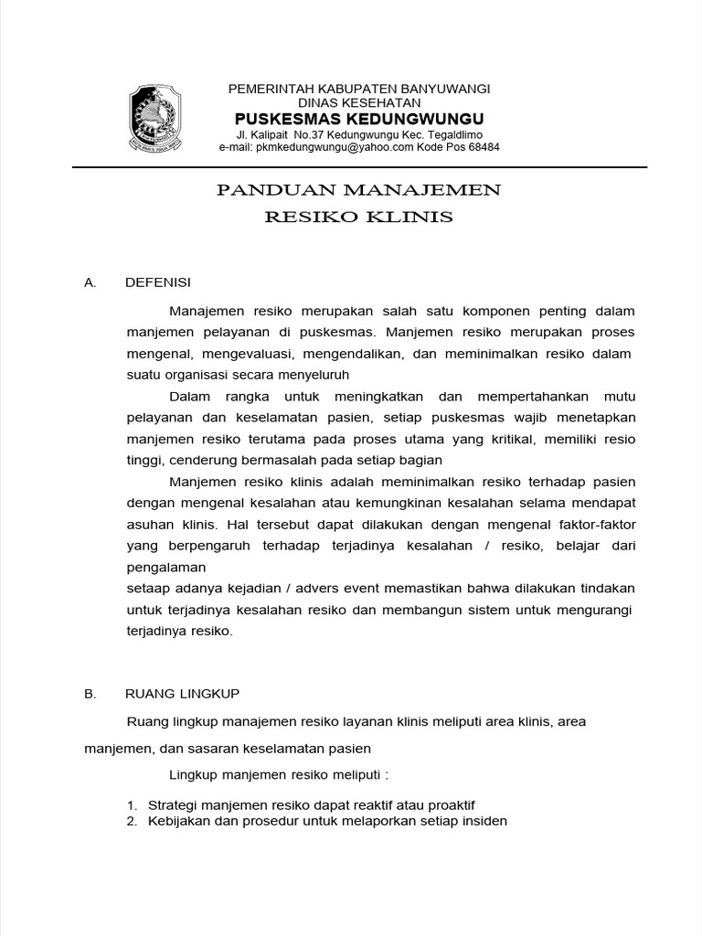 Panduan Manajemen Resiko Klinis Pdf