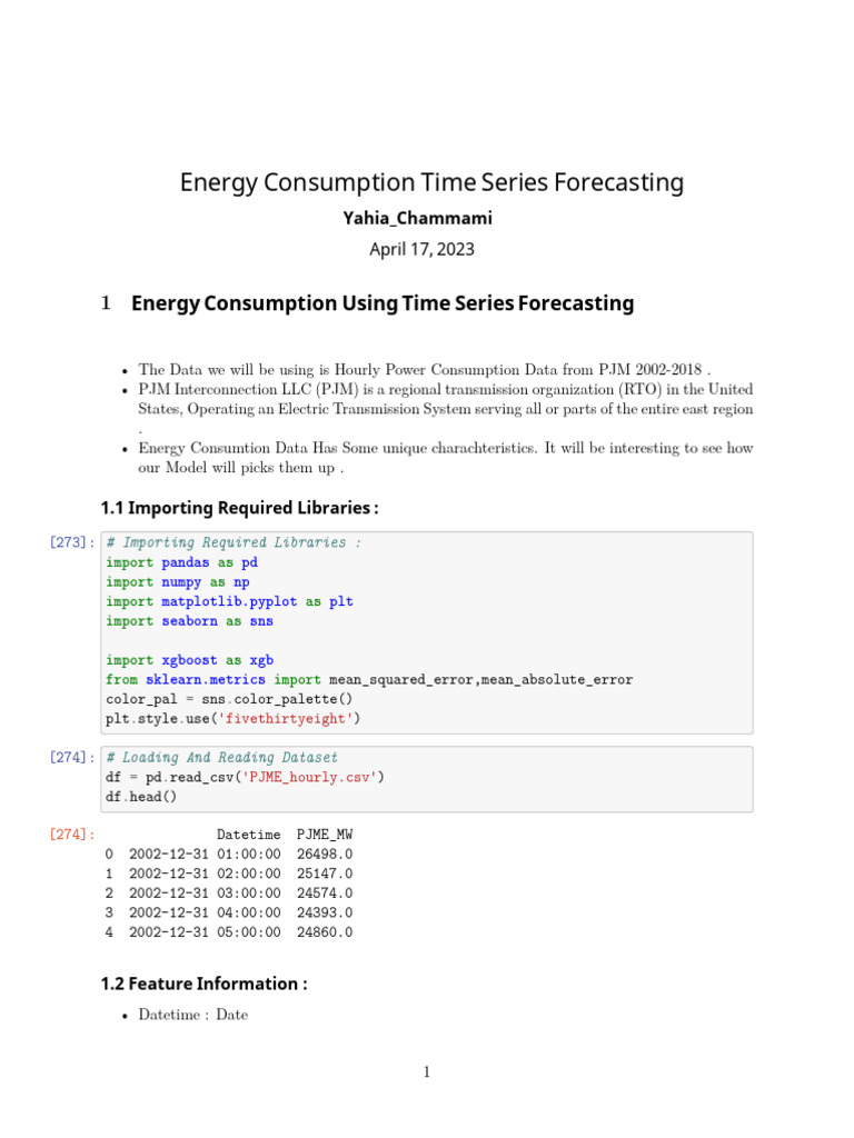 Energy Consumption Time Series Forcasting 1681824033 Pdf Computing