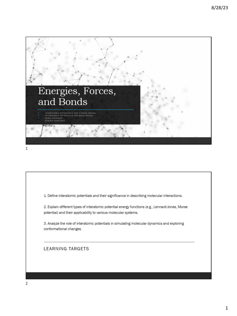 Lec2 Energies Forces and Bonds With Notes | Download Free PDF ...