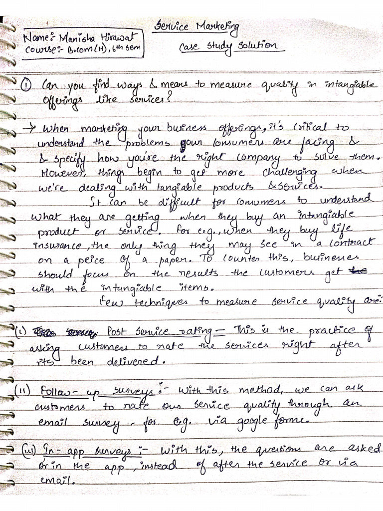 Manisha Hirawat - Service Quality Case Study Solution | PDF