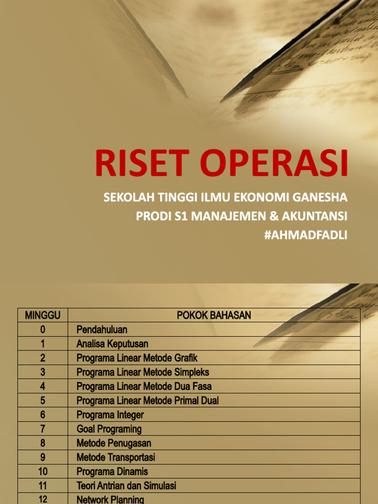 Riset Operasi: Panduan Lengkap | PDF