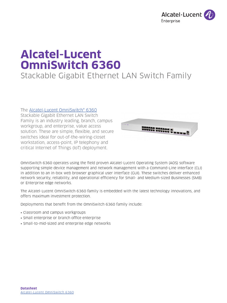 Omniswitch 6360 Datasheet en | PDF | Computer Network | Network Switch