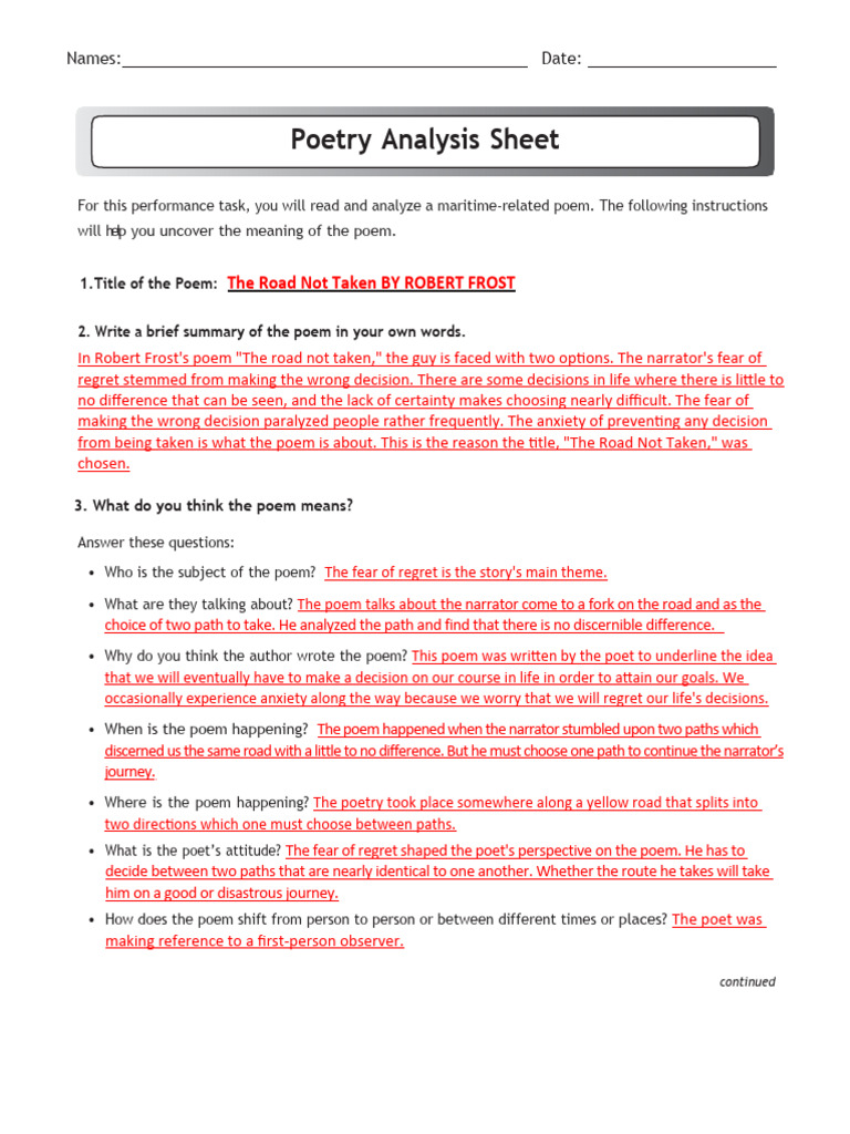 Poetry - Analysis Road Not Taken | PDF | Poetry | Metaphor