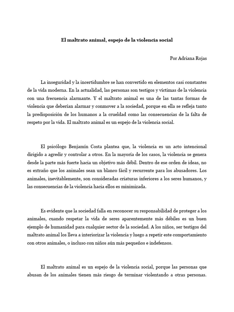 Ejemplo de Ensayo Argumentativo Corto Sobre El Maltrato Animal | PDF Ejemplo de Ensayo Argumentativo Corto Sobre El Maltrato Animal | PDF