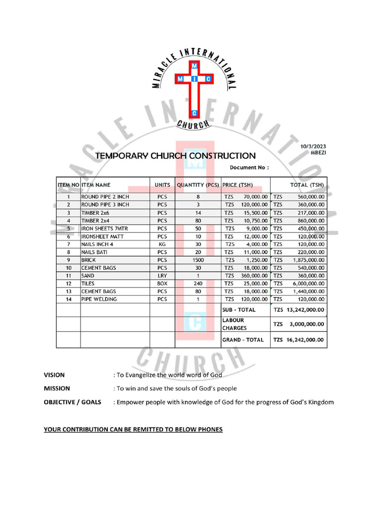 Church Building Contribution | PDF
