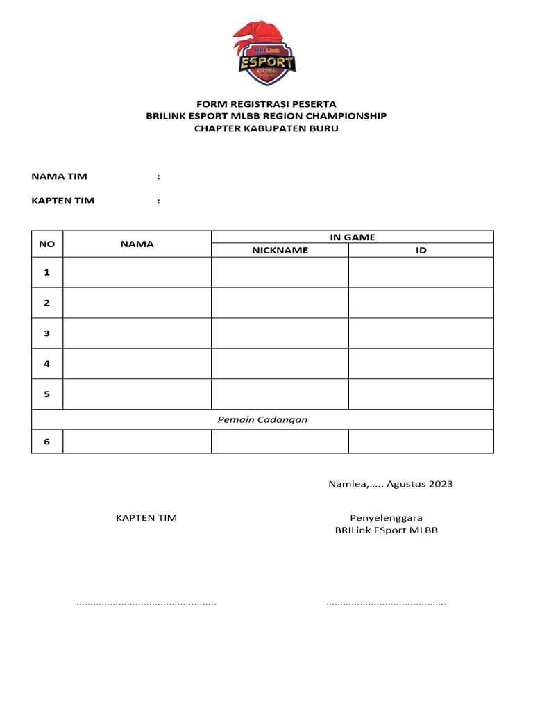 Form Registrasi Peserta | PDF
