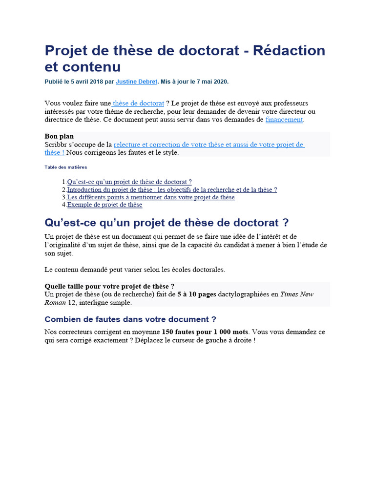 Projet de Thèse de Doctorat | PDF | Doctorat | Brésil