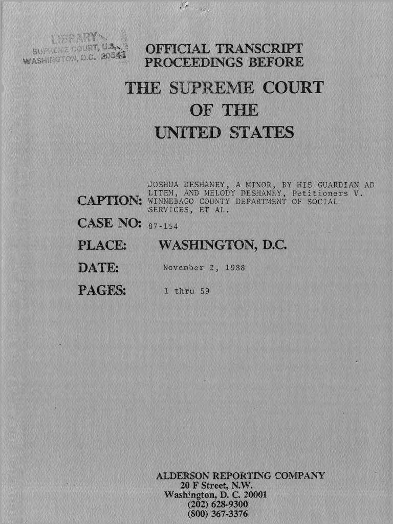 Deshaney Vs Winnebago | PDF | Negligence | Judge