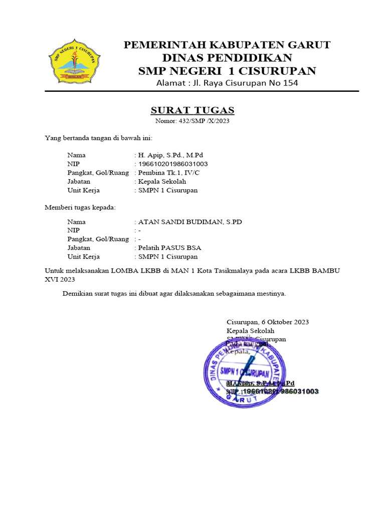 SURAT TUGAS Huhu | PDF