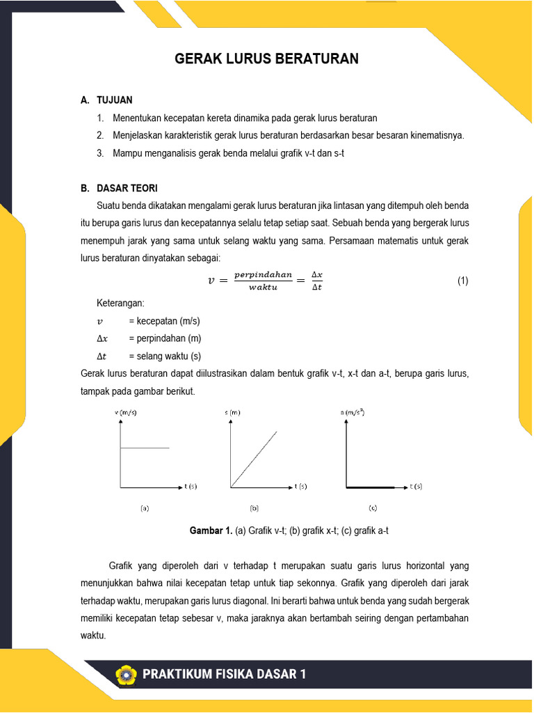 Praktikum 2 - Gerak Lurus Beraturan | PDF