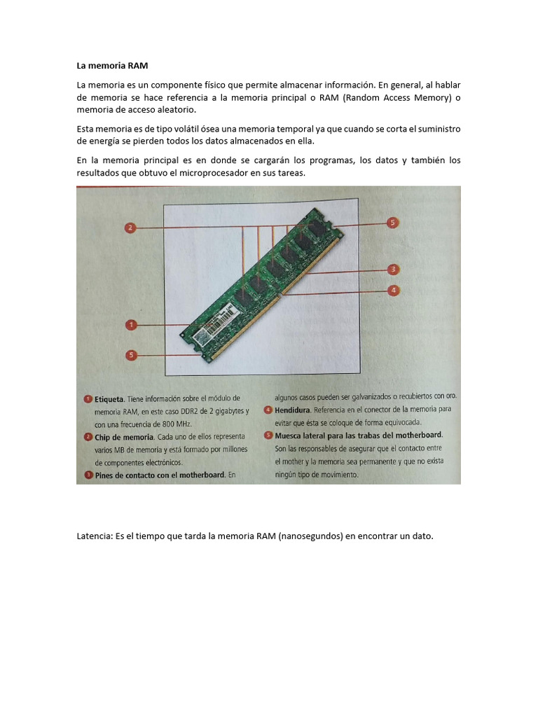 Características de la Memoria RAM | PDF | Informática
