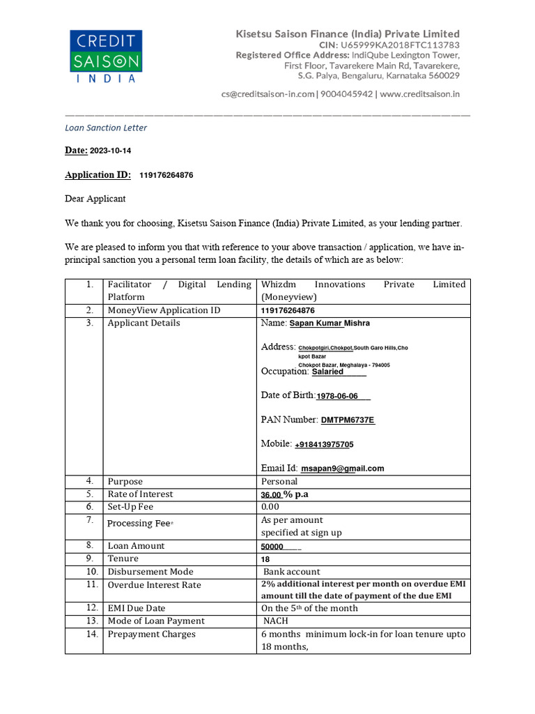 Kisetsu Saison Finance Loan Approval | PDF | Loans | Interest