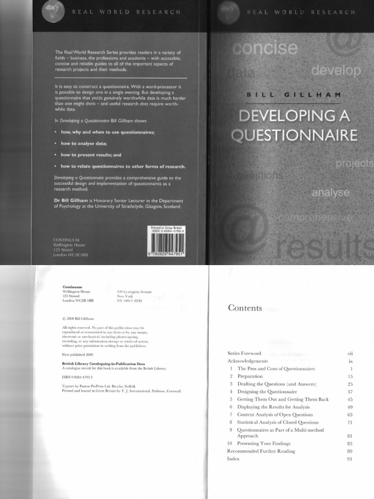 Developing A Questionnaire | PDF