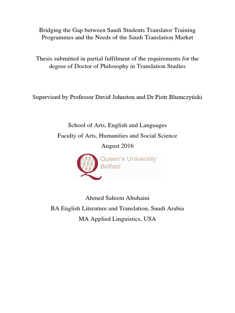 Bridging The Gap Between Saudi Students Translator Training Programmes ...
