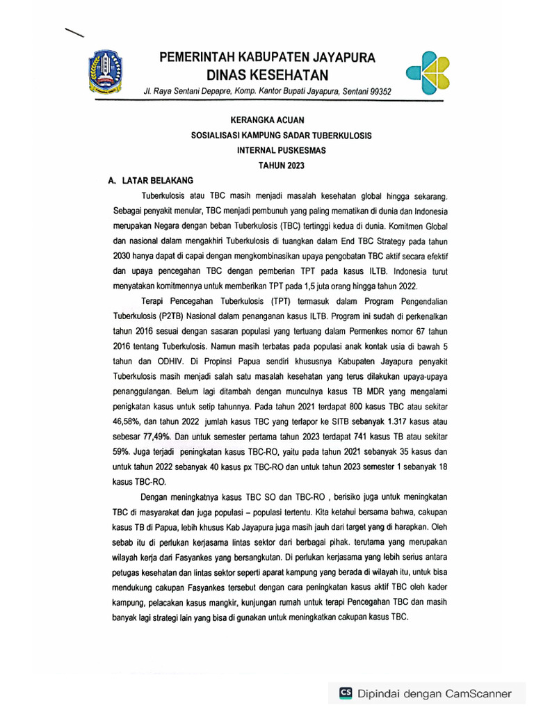 TOR Sosialisasi Kamp. Sadar TBC | PDF