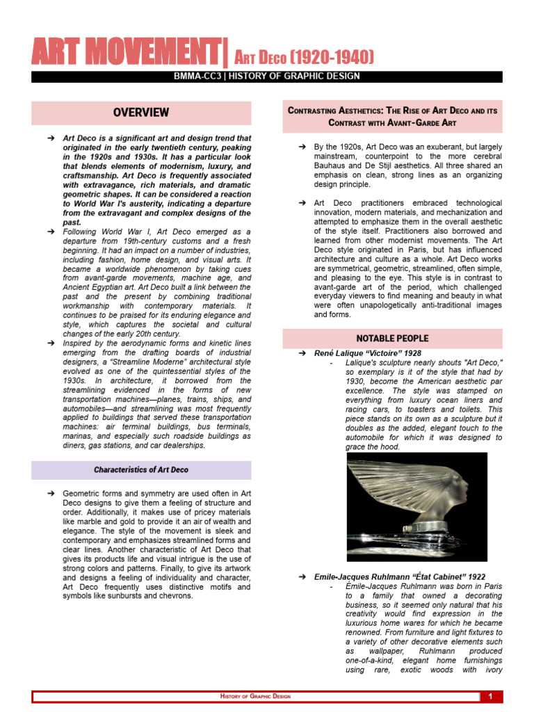 Art Deco - Handout | PDF | Art Deco | The Arts