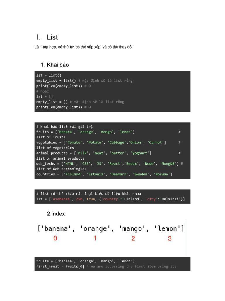 Phần 5 - list - dict - set | PDF