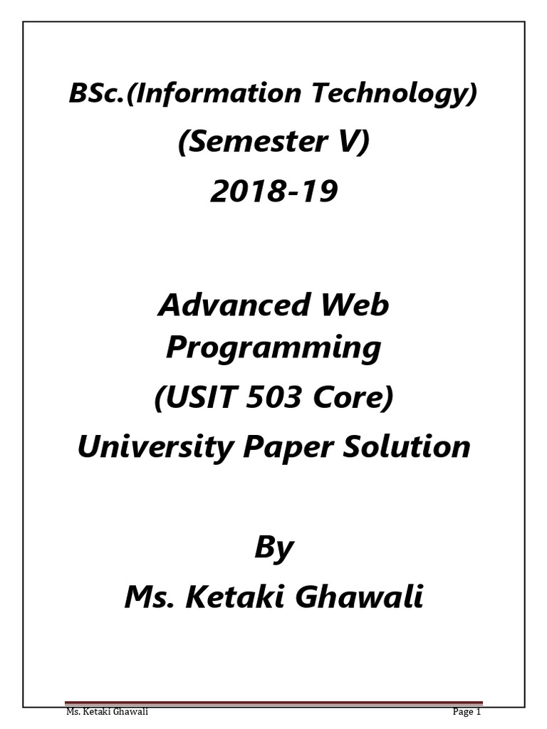 AWP ATKT Solution Set April 2019 Ketaki Ghawali | PDF | Class (Computer Programming) | Http Cookie