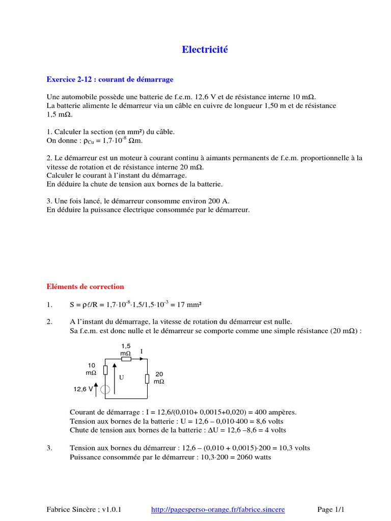 Exercice Electricite 2-12 | PDF | Technologie et ingénierie