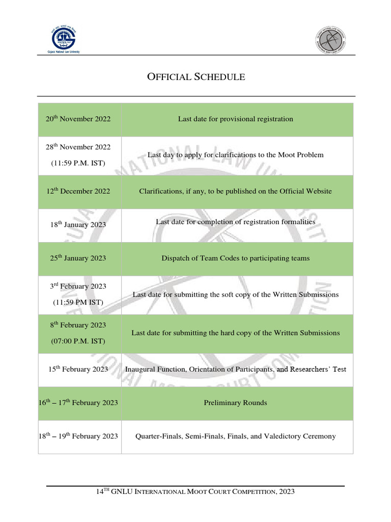 GIMC 2023 - Official Schedule | PDF