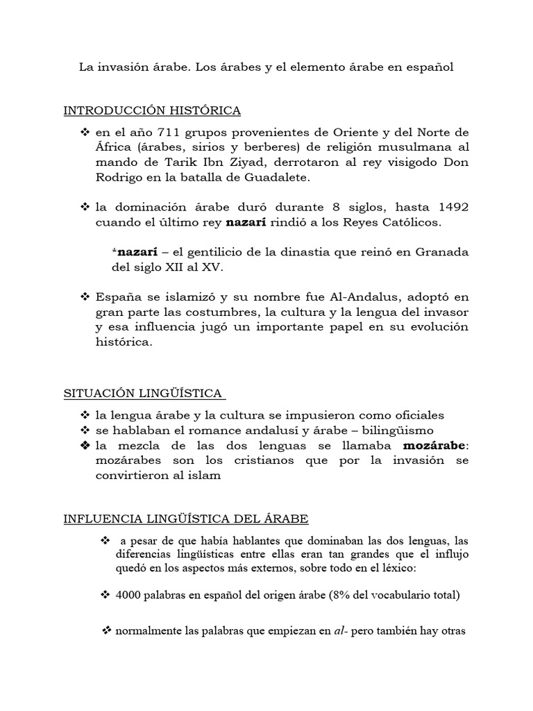 Influencia árabe en el español y su historia | PDF | Al Andalus