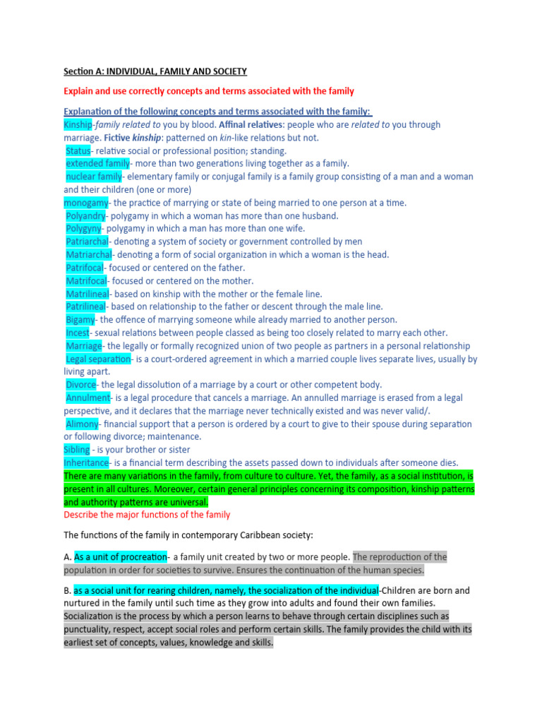 Section A Csec Social Studies Notes | PDF