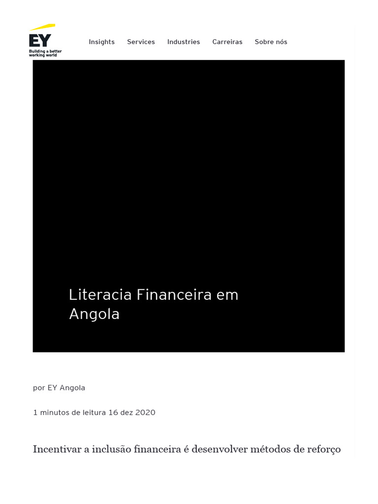 Literacia Financeira em Angola | PDF | Angola | Inclusão financeira