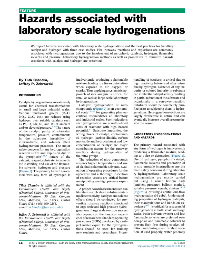 Hazards of Hydrogenation | PDF | Hydrogenation | Hydrogen
