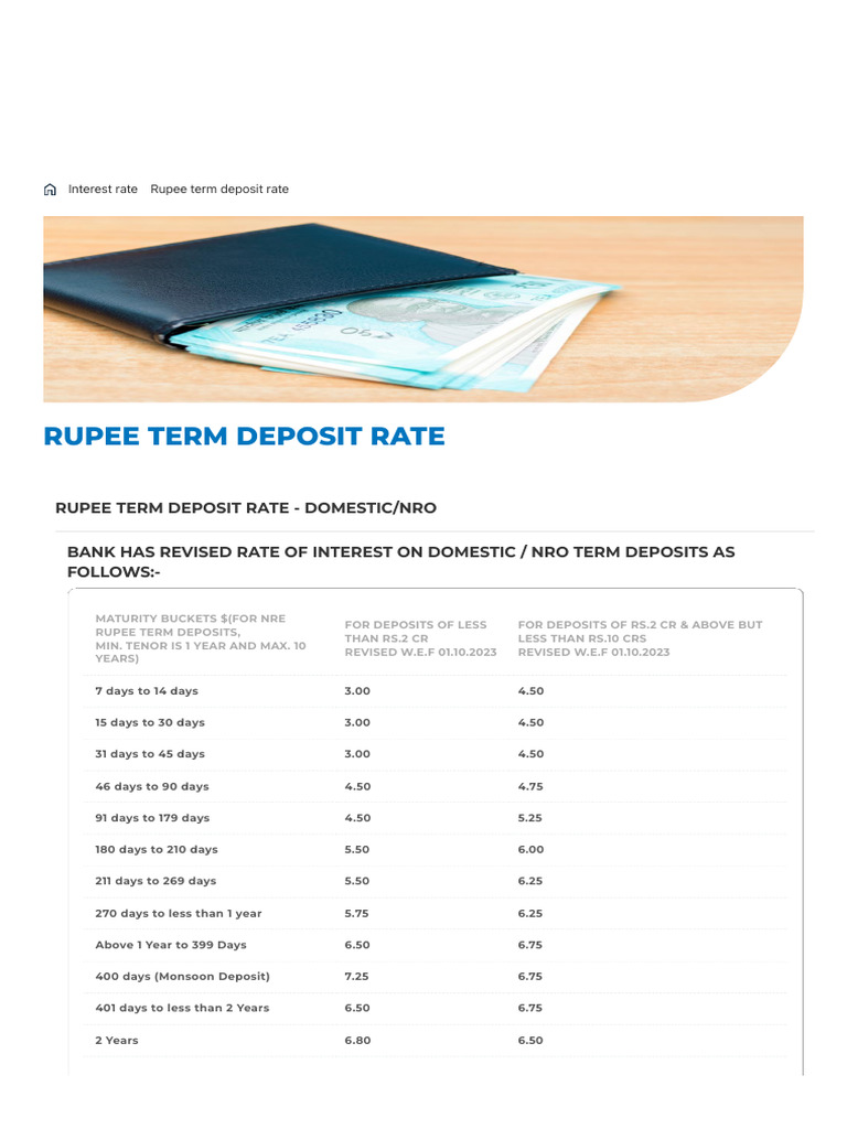 Rupee Term Deposit Interest Rate | PDF | Interest | Factor Income ...