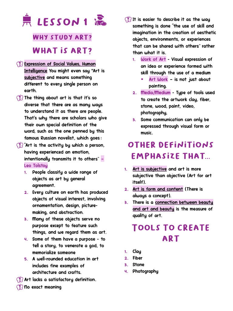 Lesson 1 - Why Study Art | PDF | Experience | Cognition