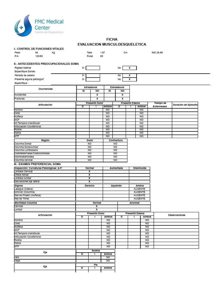 Evaluacion Musculoesqueletica | PDF | La columna vertebral ...