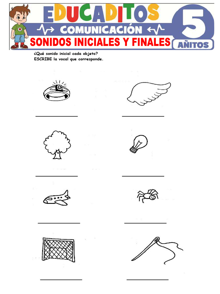 Sonidos Iniciales y Finales para Ninos de 5 Anos | PDF