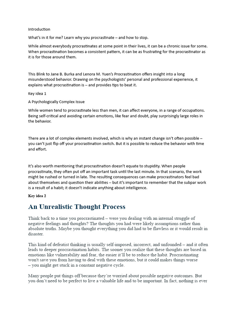 Procrastination | PDF | Professional Skills | Procrastination