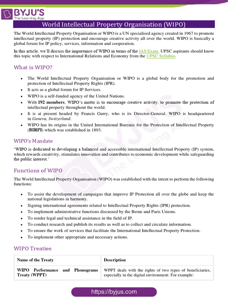 World Intellectual Property Organisation | PDF