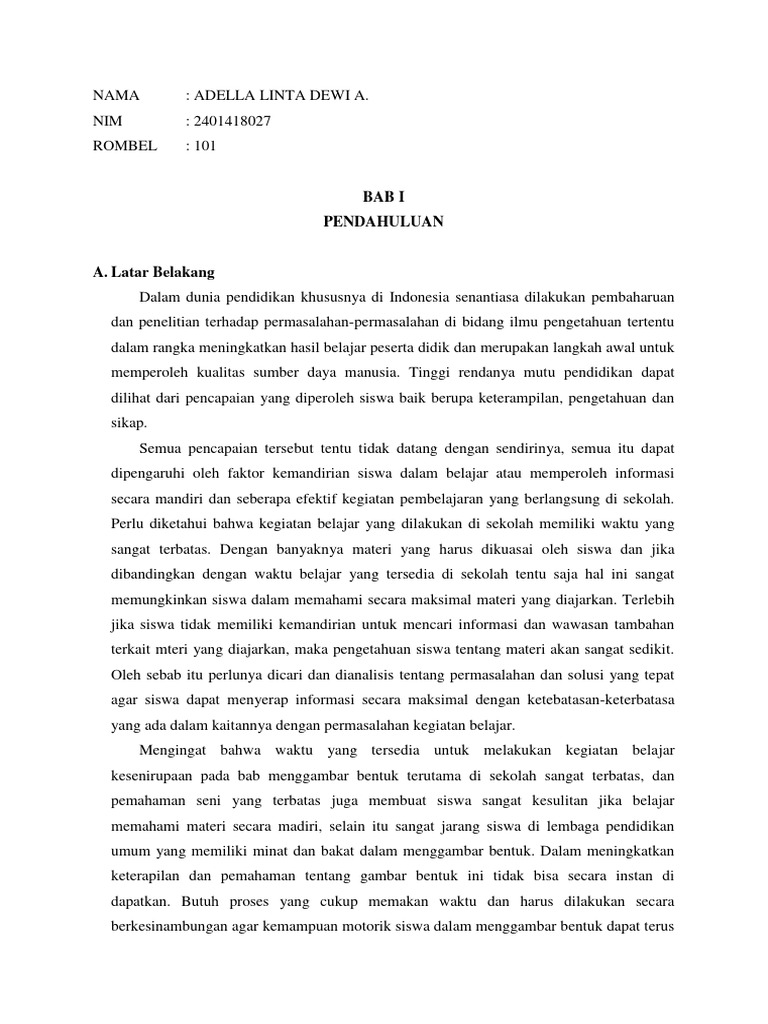 Penyusunan Bab 1 - Adella Linta Dewi A - 2401418027 | PDF