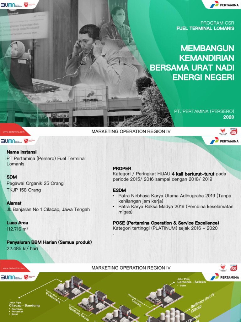 Presentasi Pertamina TBBM Lomanis Emas 2020 | PDF