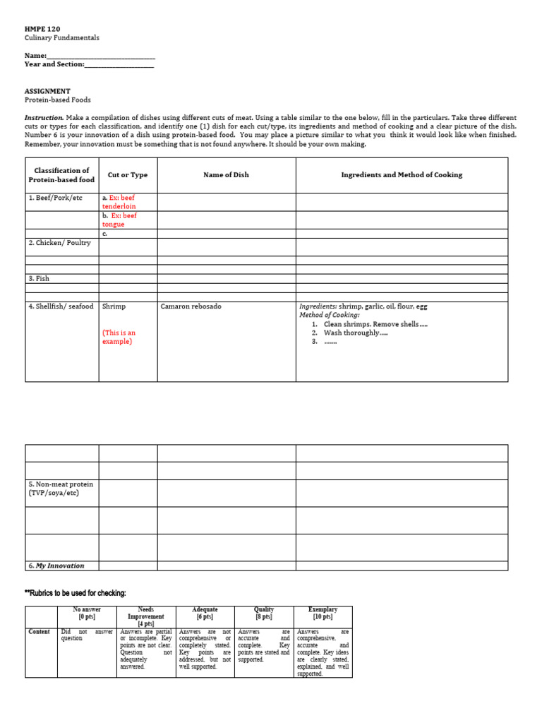 Assignment Protein Based Foods | PDF | Beef | Cooking