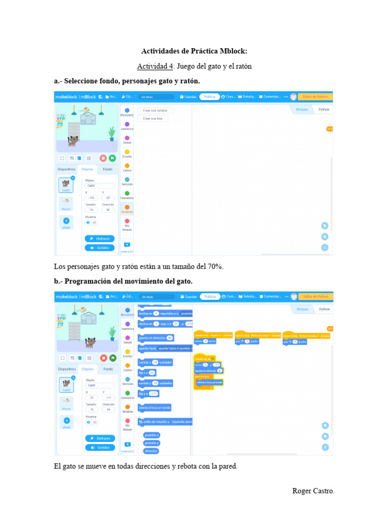 Actividades de Práctica 4 Mblock Juego El Gato y Ratón | PDF
