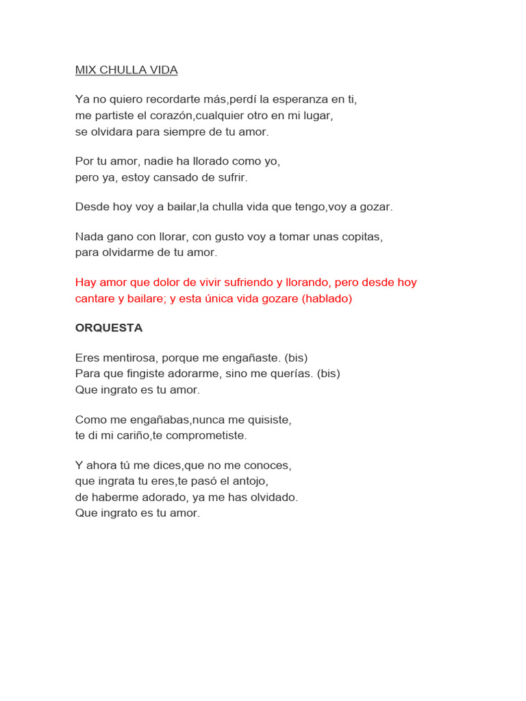 Mix Chulla Vida | PDF | Clásicos